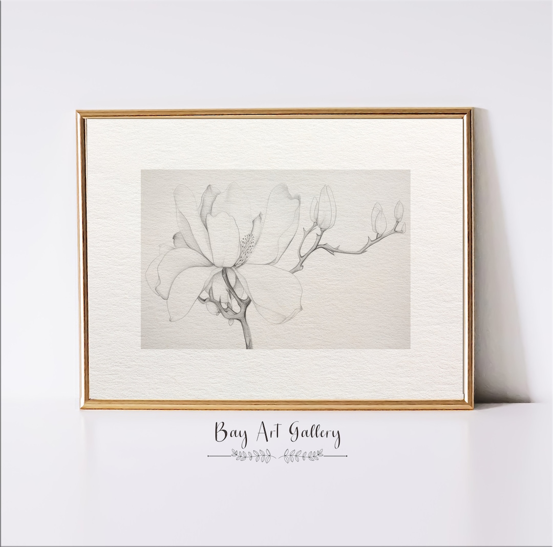 Magnolia Art | Tree Branch Art | PRINTABLE Downloadable Digital ...