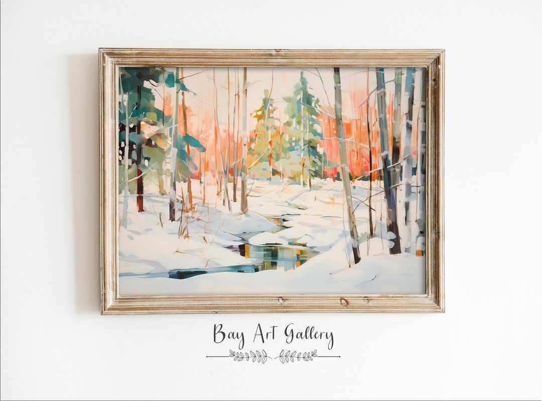 Vibrant Winter Painting | Colorful Snowy Scene | Colorful Abstract ...