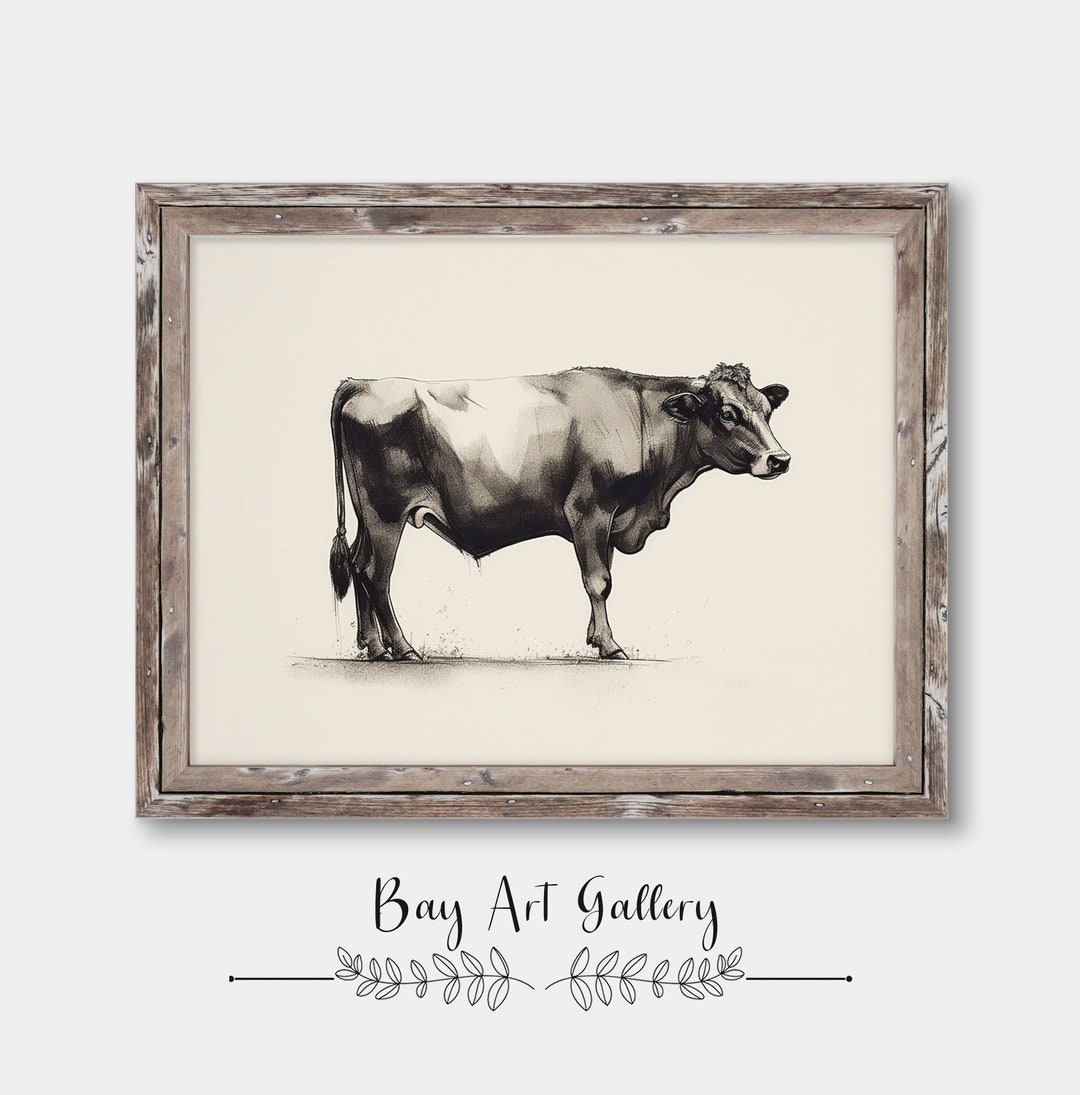 Rustic Country Farmhouse Sketch Wall Art Neutral Tones | Simple Home ...