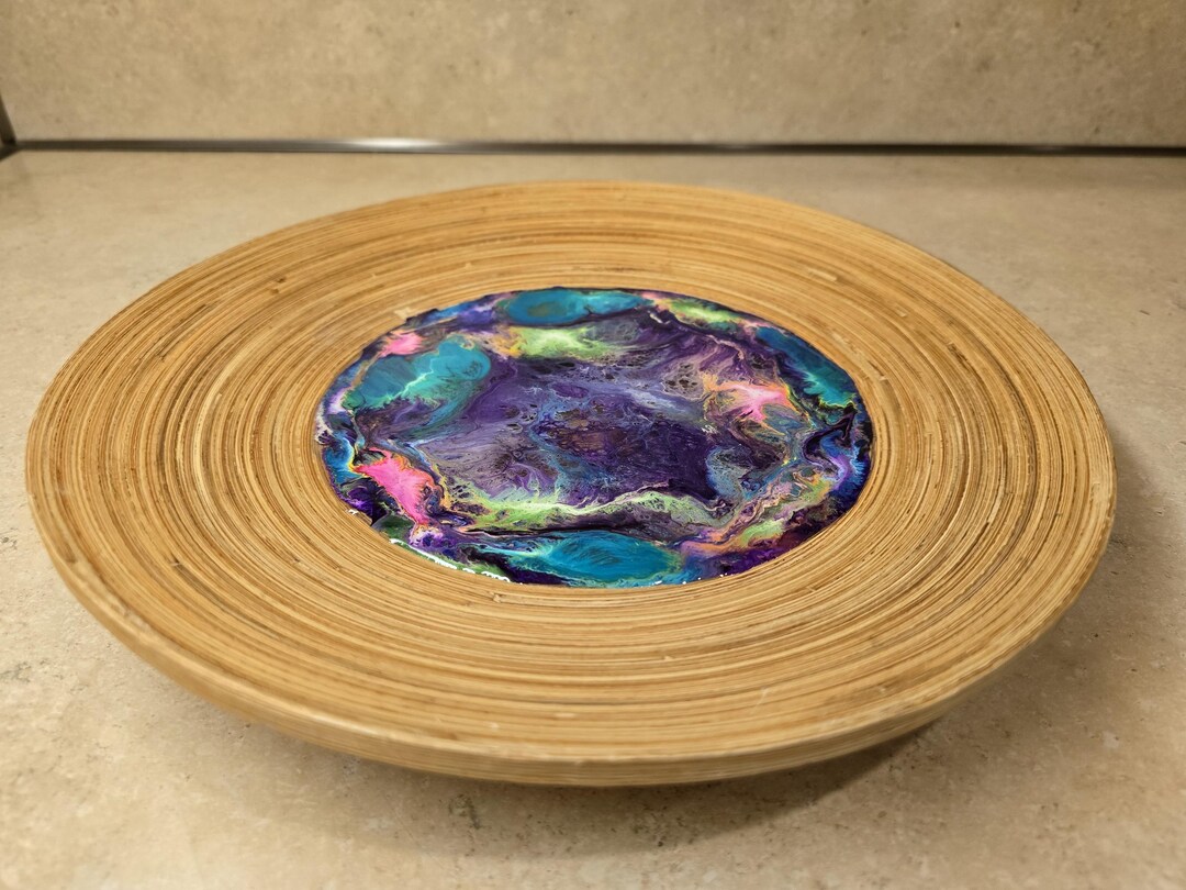 Serving Bowl & Trinket Dish With Colorful Epoxy Resin Inlay - Etsy