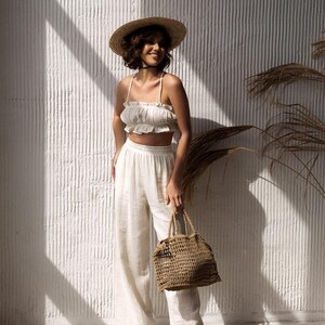 Cotton Set. Muslin Top and Pants,muslin Sleeveless Croptop,elastic ...