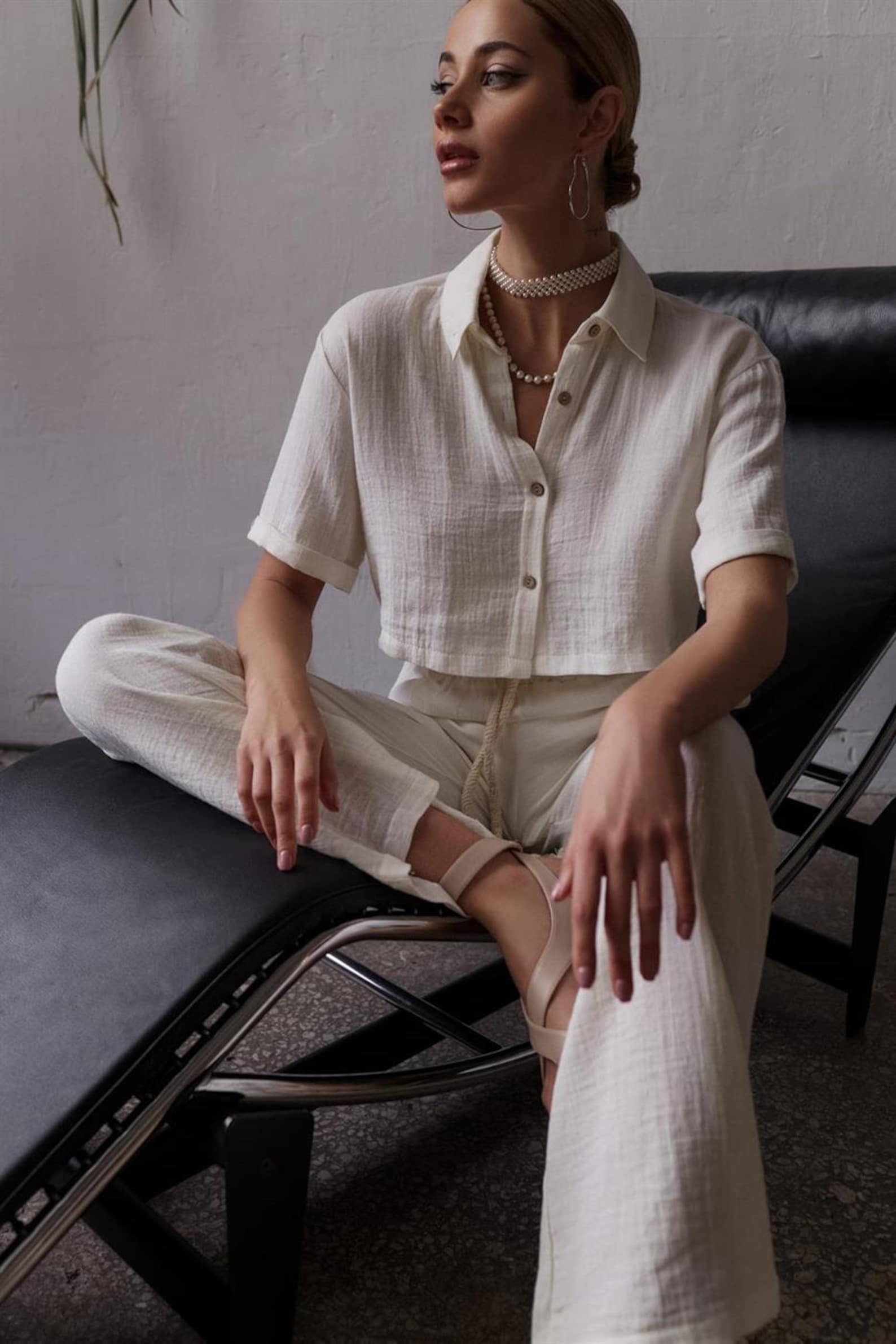 Linen Matching Set,linen Two Piece Set,linen Short Sleeve Shirt,linen ...