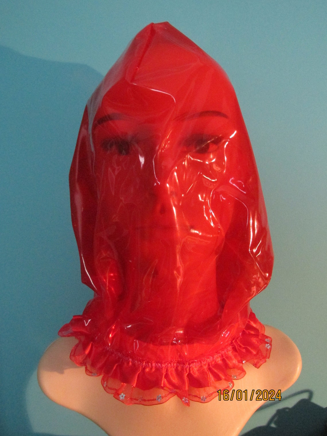 PVC Hood Red Glass Clear Plastic PVC With Lace Edge, - Etsy