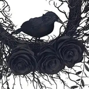 Black Branch Wreath Raven Halloween Wreath Gothic Homeware Fall Wreath ...