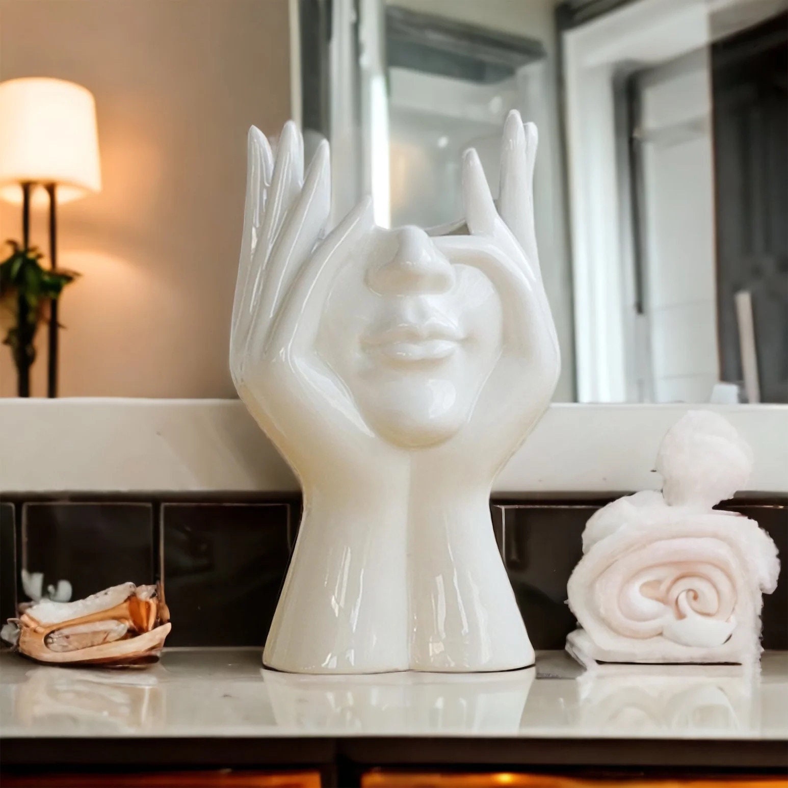 Head in Hands Vase Stylish Home Deco Womens Empowerment Eco Friendly ...