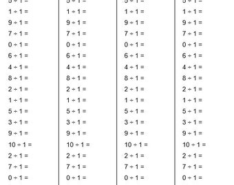 Multiplication Speed Strip Tests Facts 0-12 Digital Download - Etsy