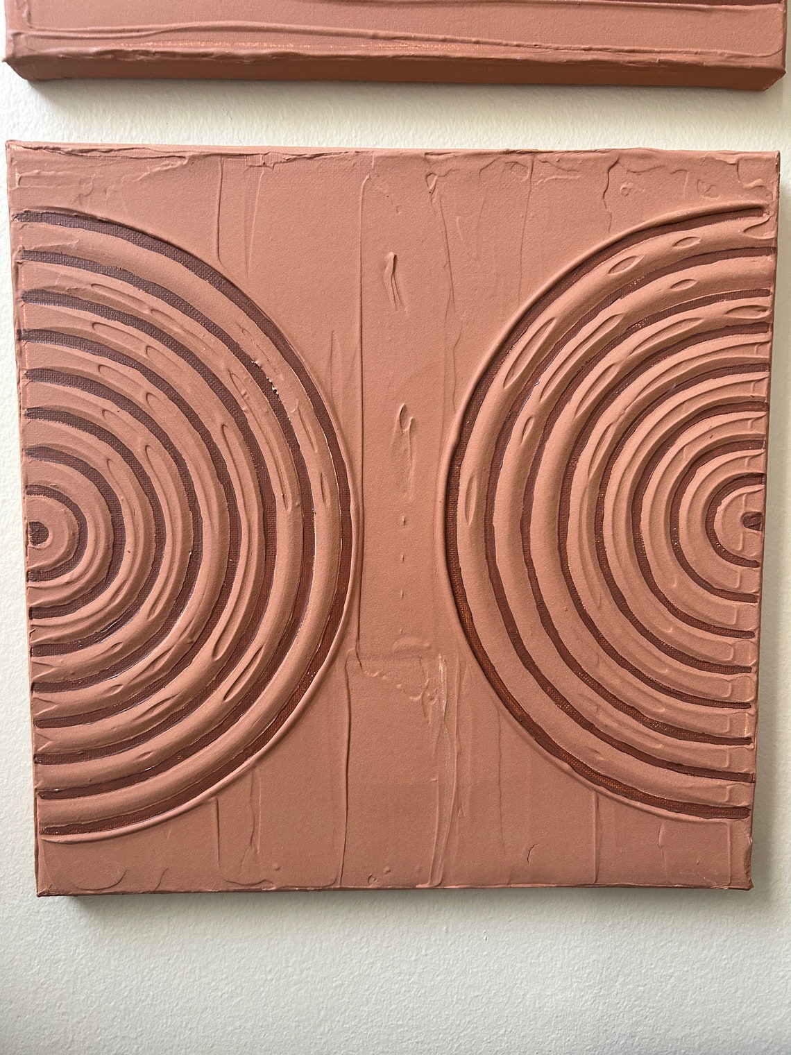 Set of 4 Terra Cotta Texture Art Tiles - Boho Plaster on Canvas - Etsy