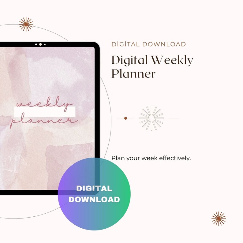 Weekly Digital Planner / Printable Planner/ iPad Planner / Weekly and ...