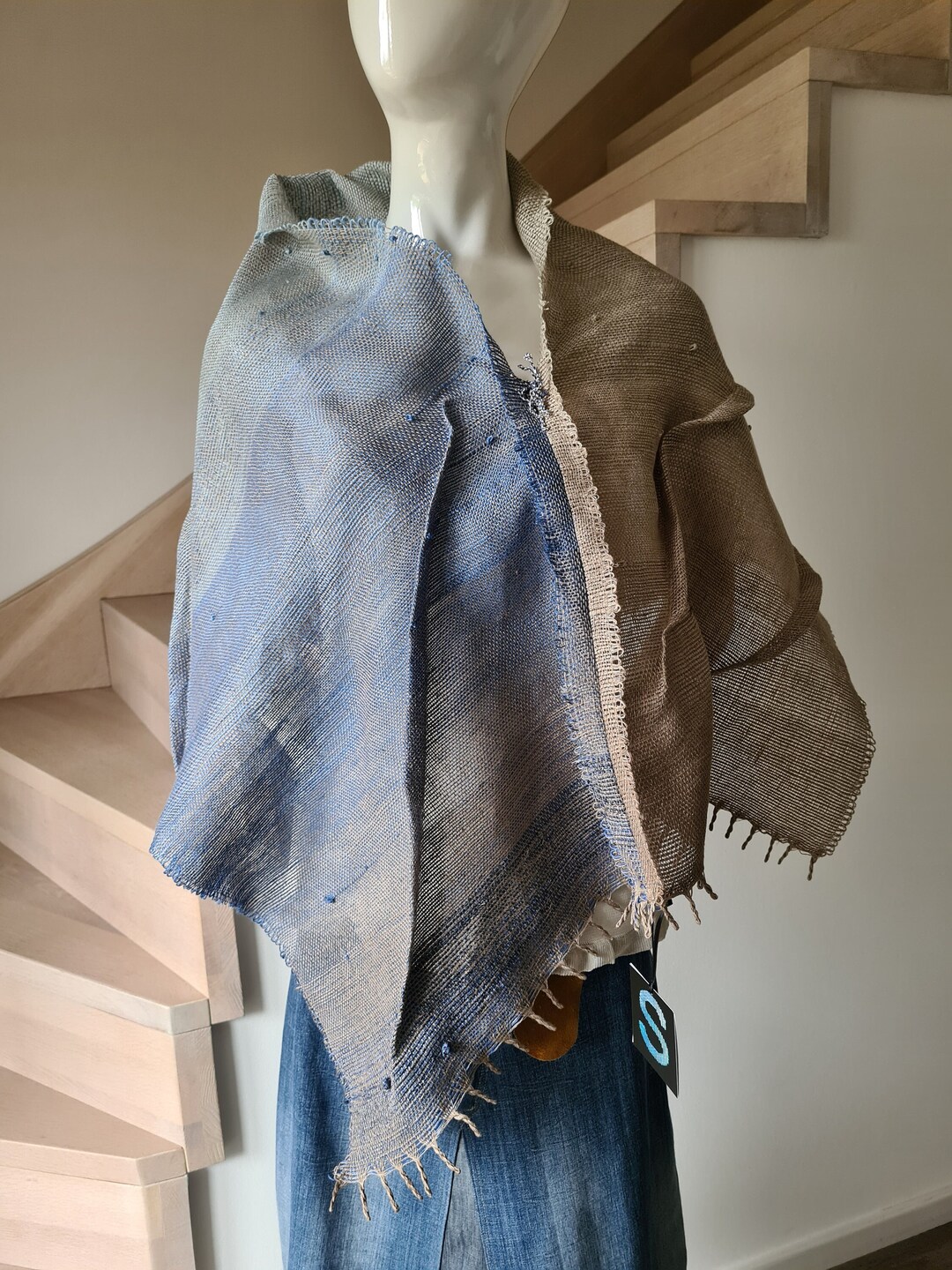 Unique Linen Handwoven Poncho 247 - Etsy