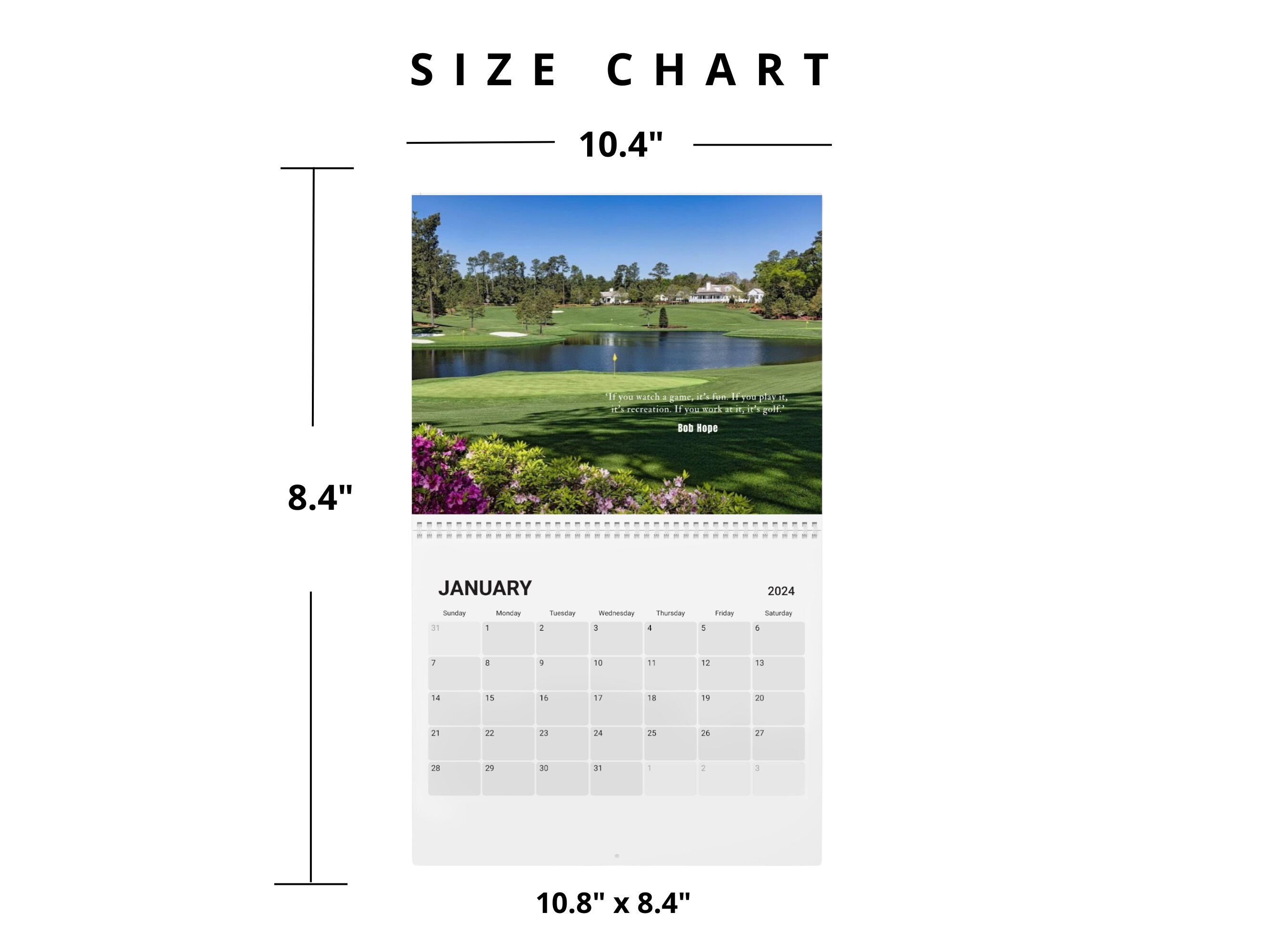 2024 Wall Calendar,golf Quotes Calendar,golf Wall Calendar,golfer Gift ...