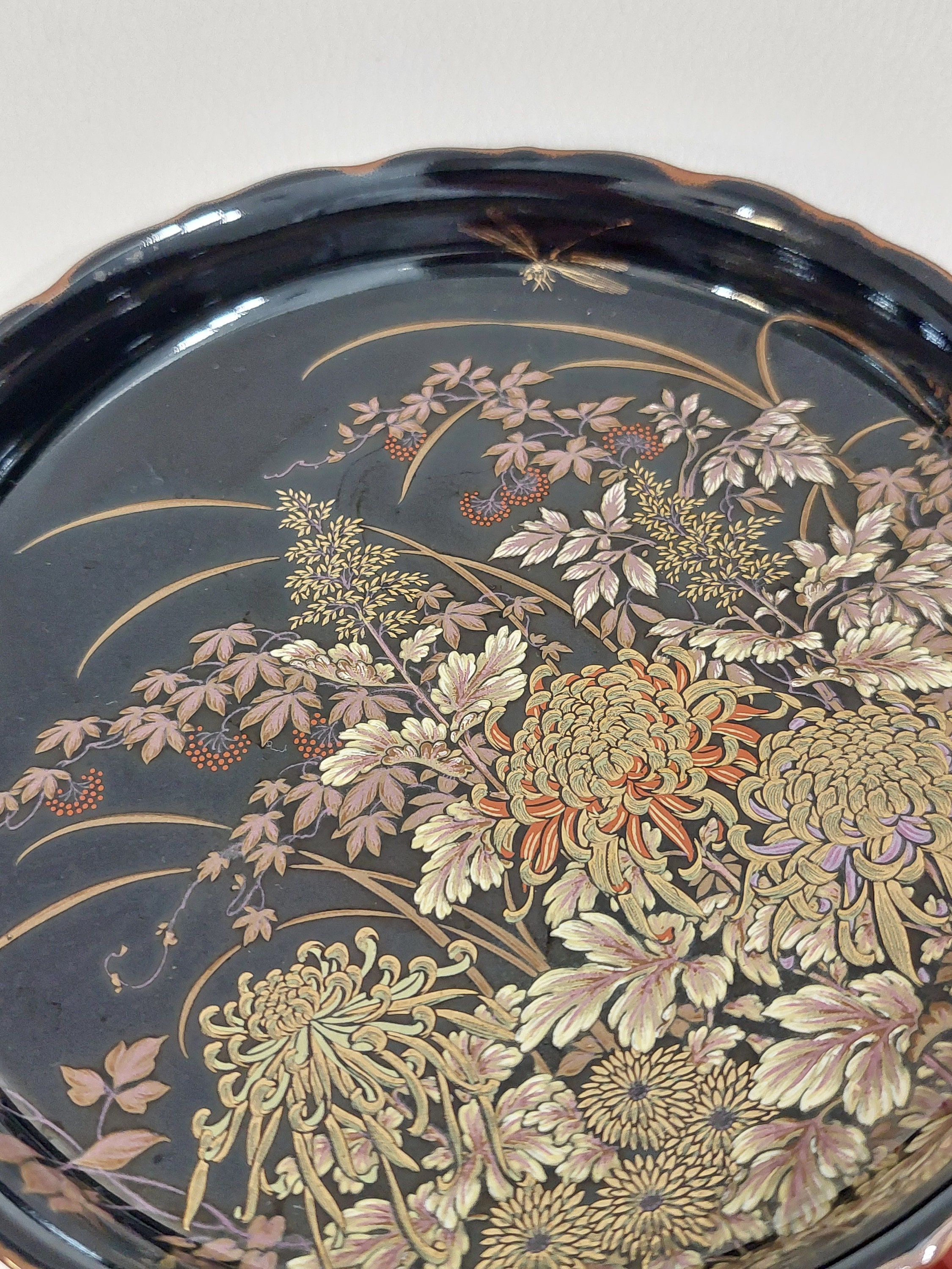 Japanese Vintage Plate Tenmoku-kiku - Etsy