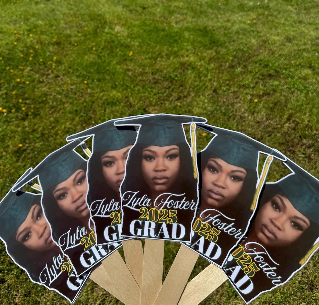 Custom Graduation Big Head Photo Fans Personalized Hand Fan Graduation ...