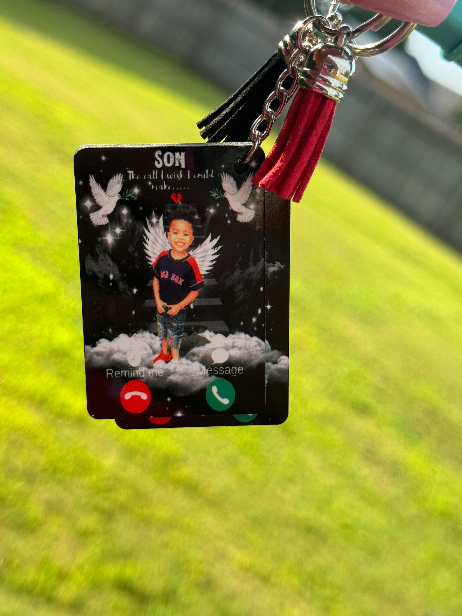 Custom Double-sided Phone Call Keychain: Heaven Memorial - Etsy