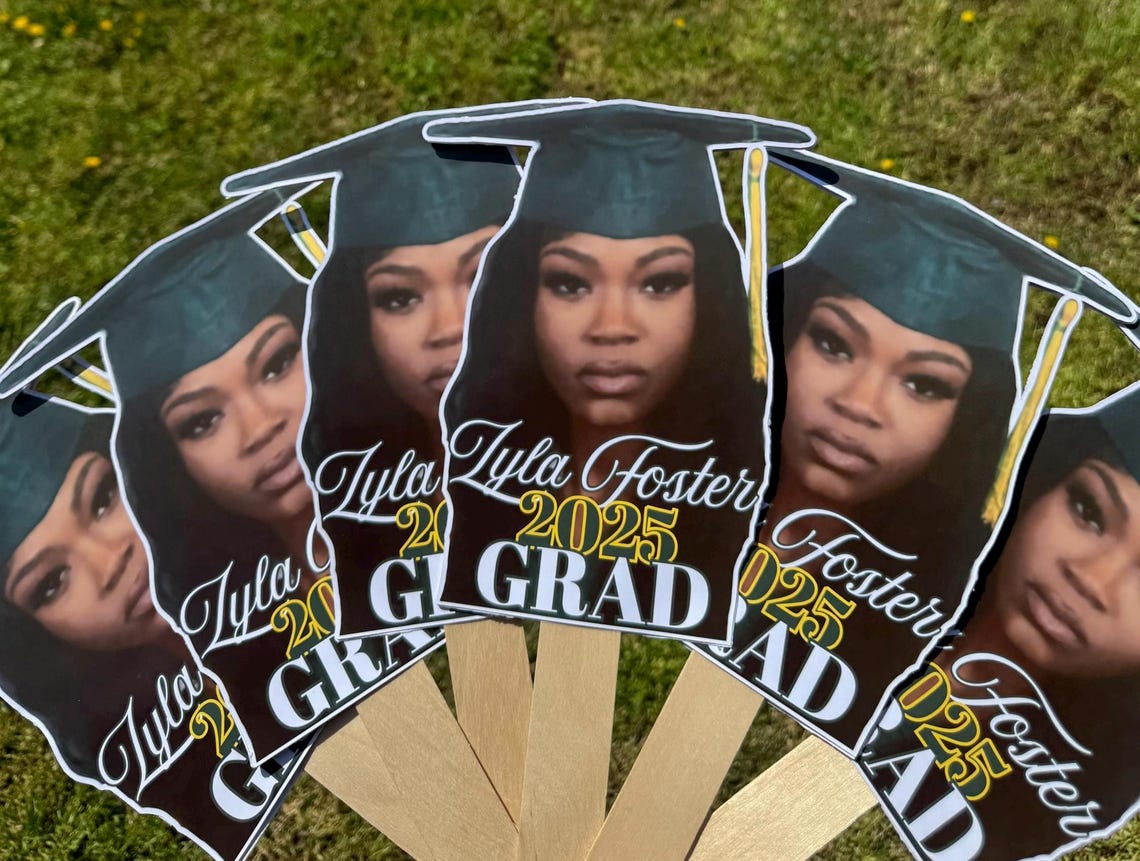 Custom Graduation Big Head Photo Fans Personalized Hand Fan Graduation ...