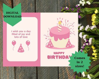 Happy Birthday Card DIGITAL Download Printable Birthday Card Printable ...