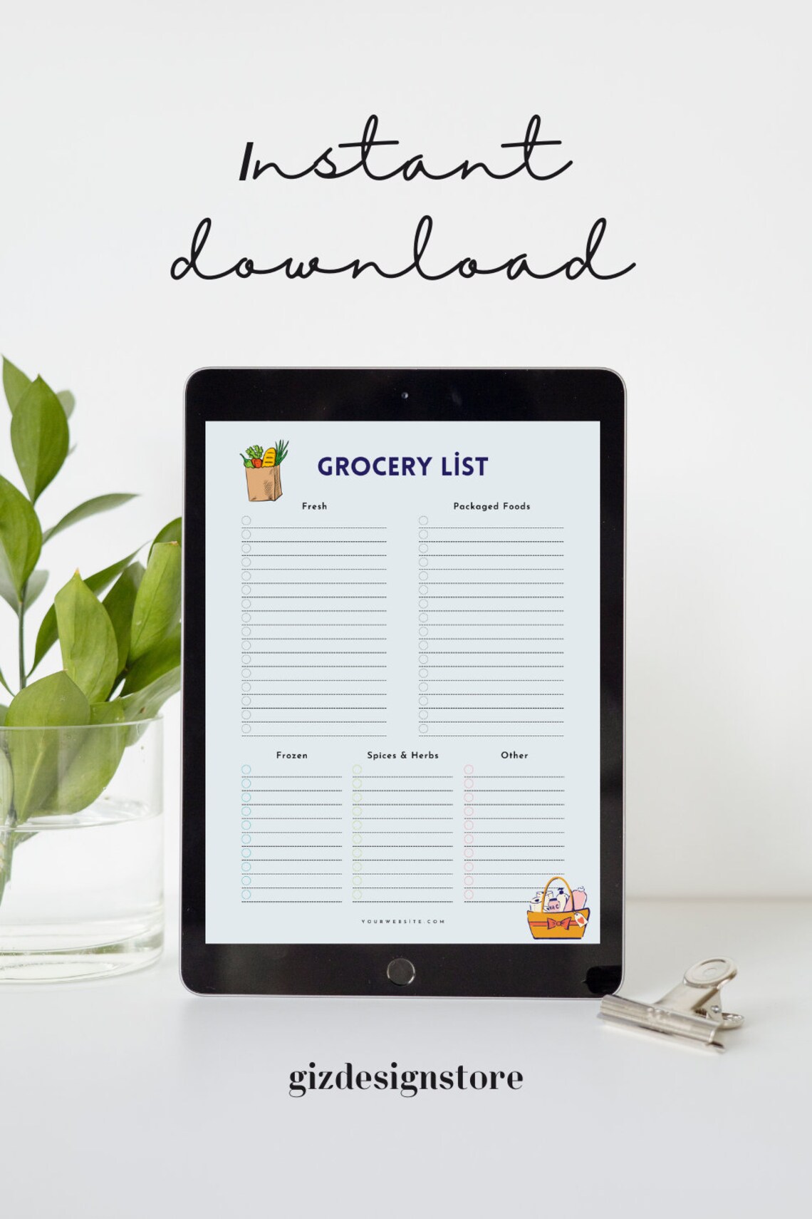 Grocery List Planner L Reusable Planner L Digital Download L Printable ...