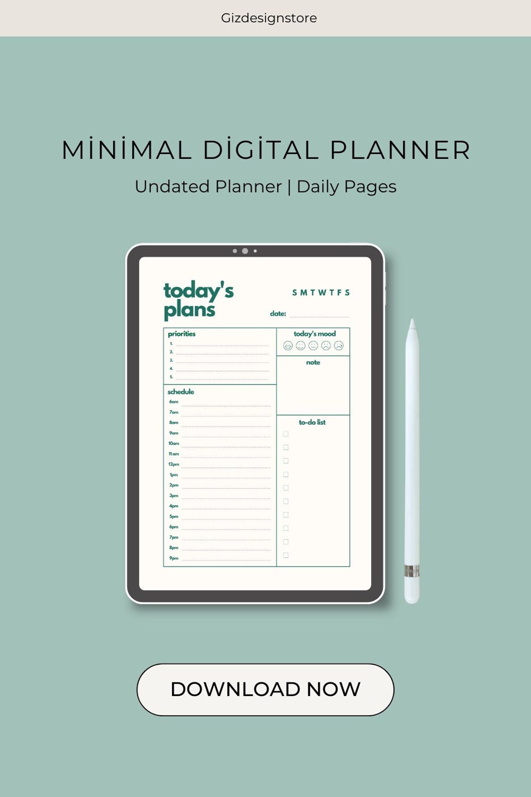 Today's Planner L Reusable Daily Planner L Digital Download L Printable ...