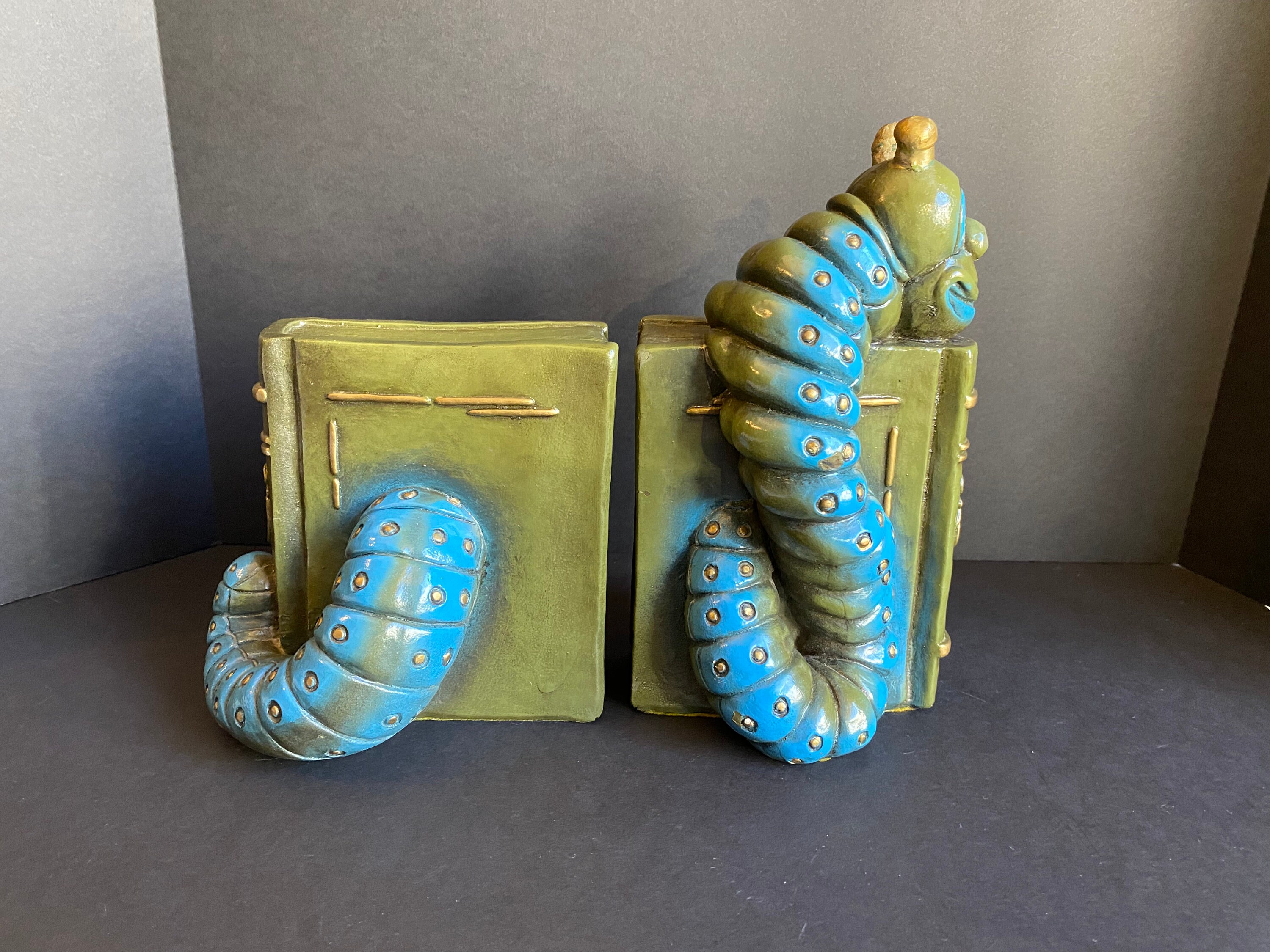 Rare Bookworm Bookends. Solid Plaster-heavyweight. - Etsy