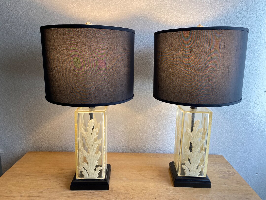 Rare Coral Lucite Lamps Pair-new Shades-free Shipping - Etsy