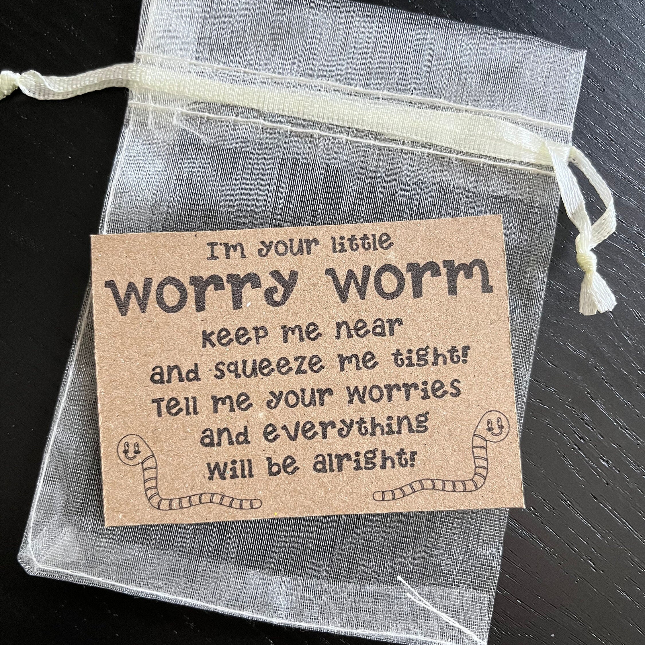 Worry Worms Blues Handmade Crochet Gift Fidget Stress Anxiety Toy Worry ...