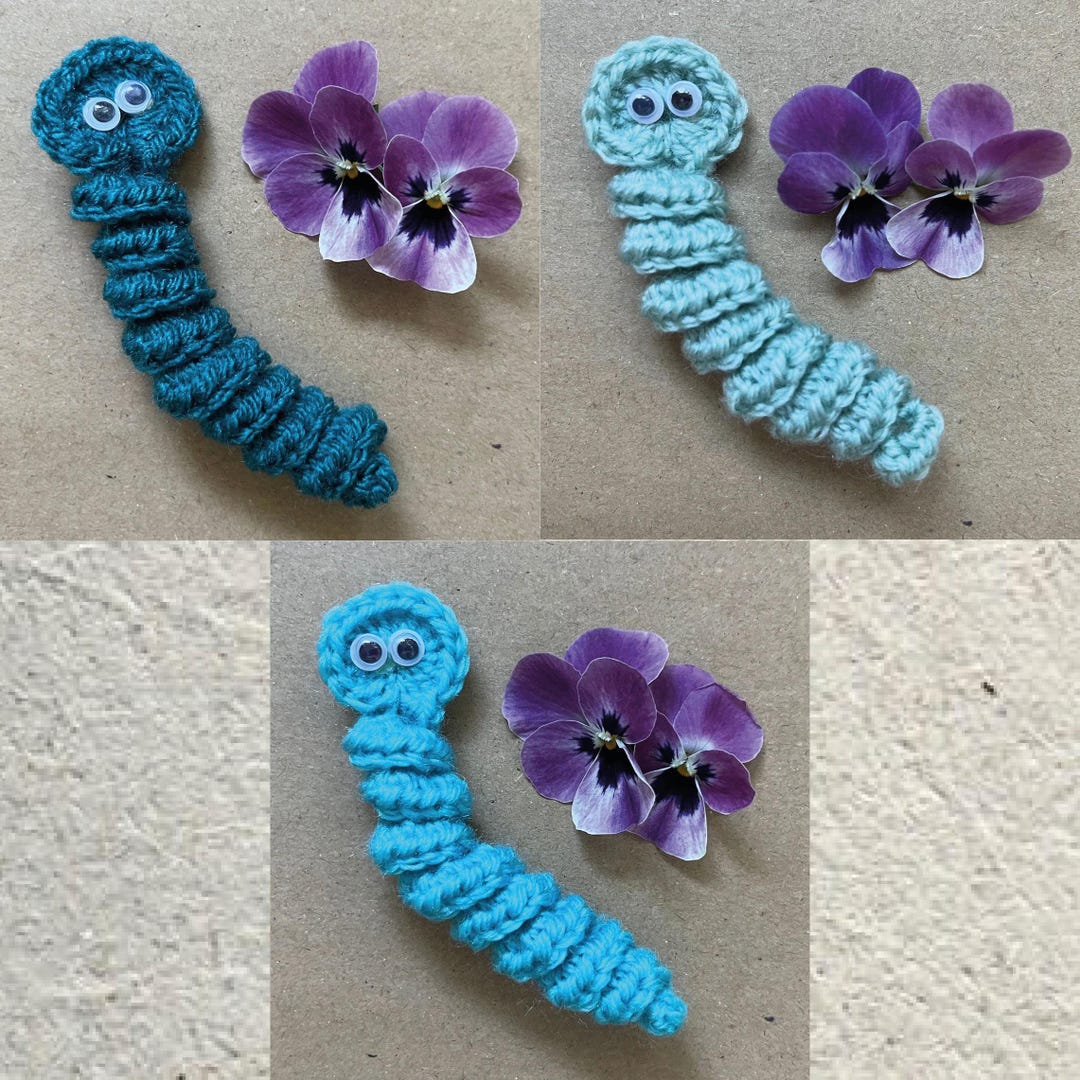Worry Worms * Blues* Handmade * Crochet * Gift * Fidget Stress Anxiety ...