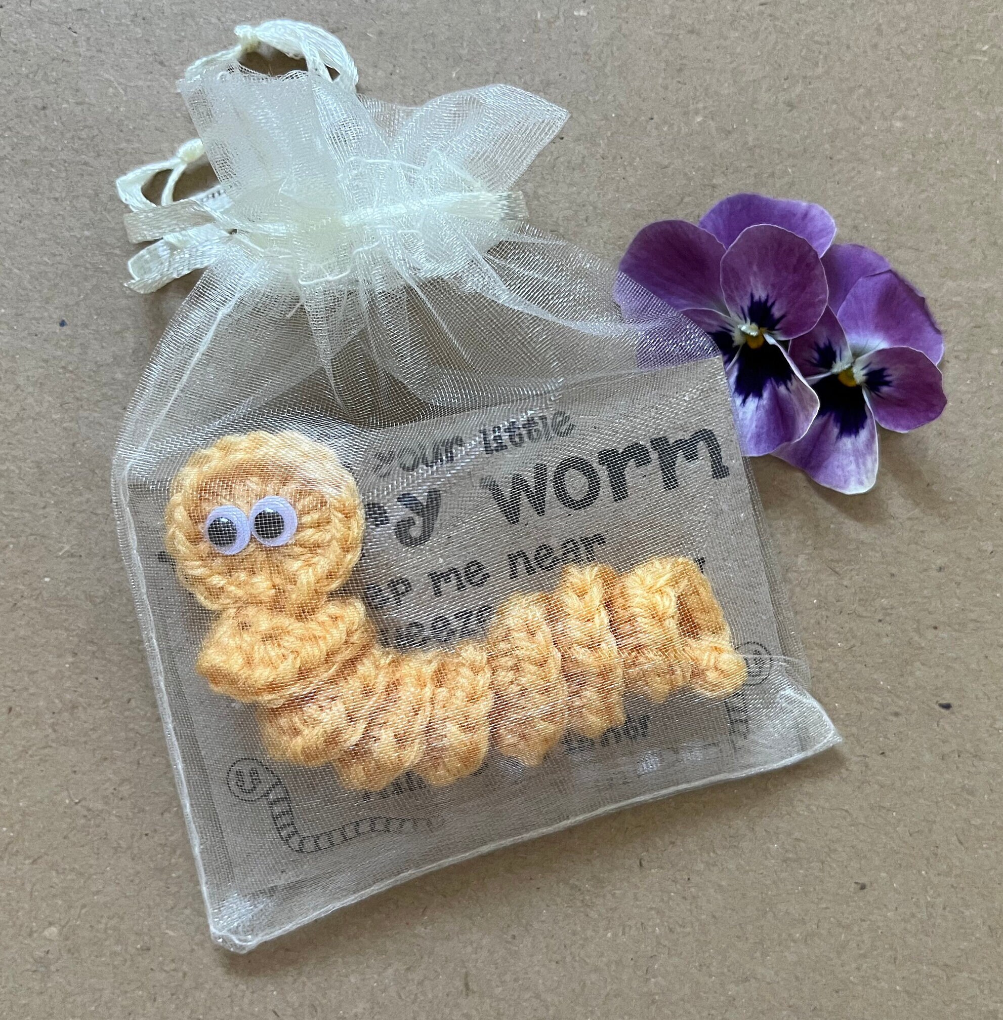 Worry Worms Yellows Handmade Crochet Gift Fidget Stress Anxiety Toy ...