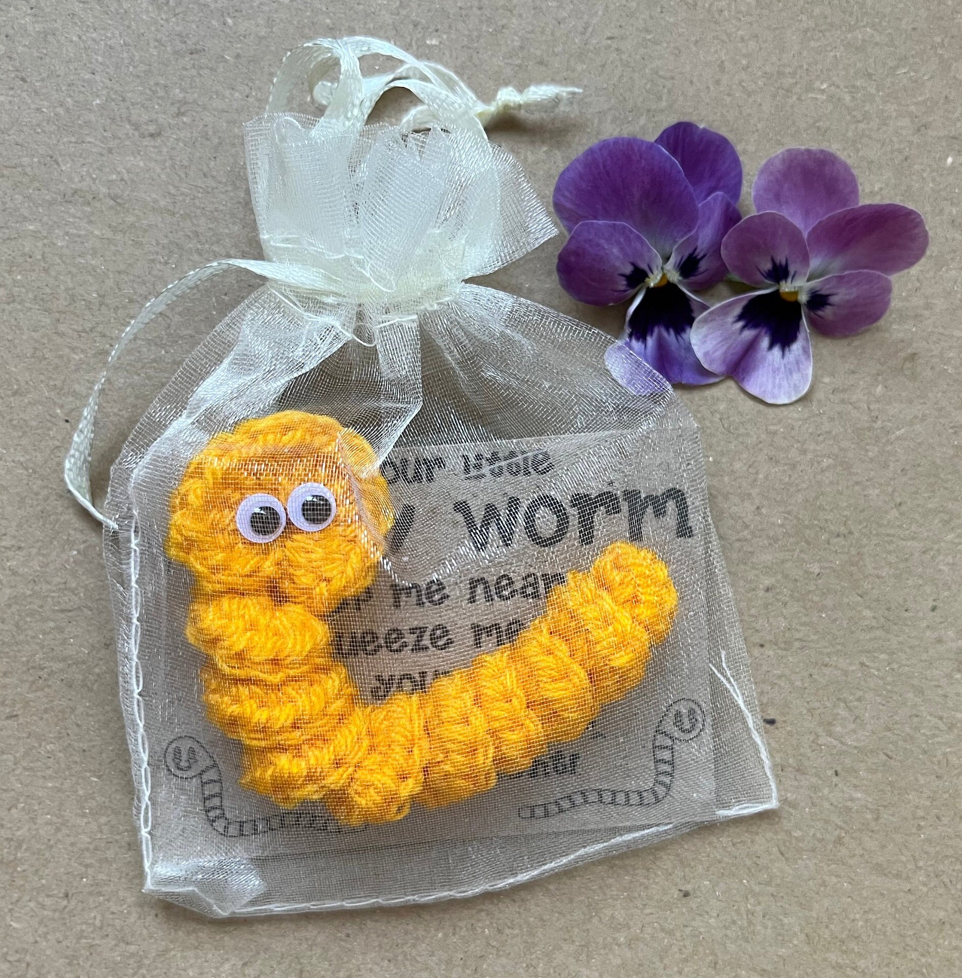 Worry Worms * Yellows * Handmade * Crochet * Gift * Fidget Stress ...