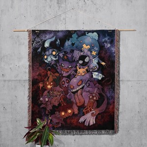 Anime Hand Woven Blanket Ghost Pokemon Tapestry Throw Gengar Poison - Etsy