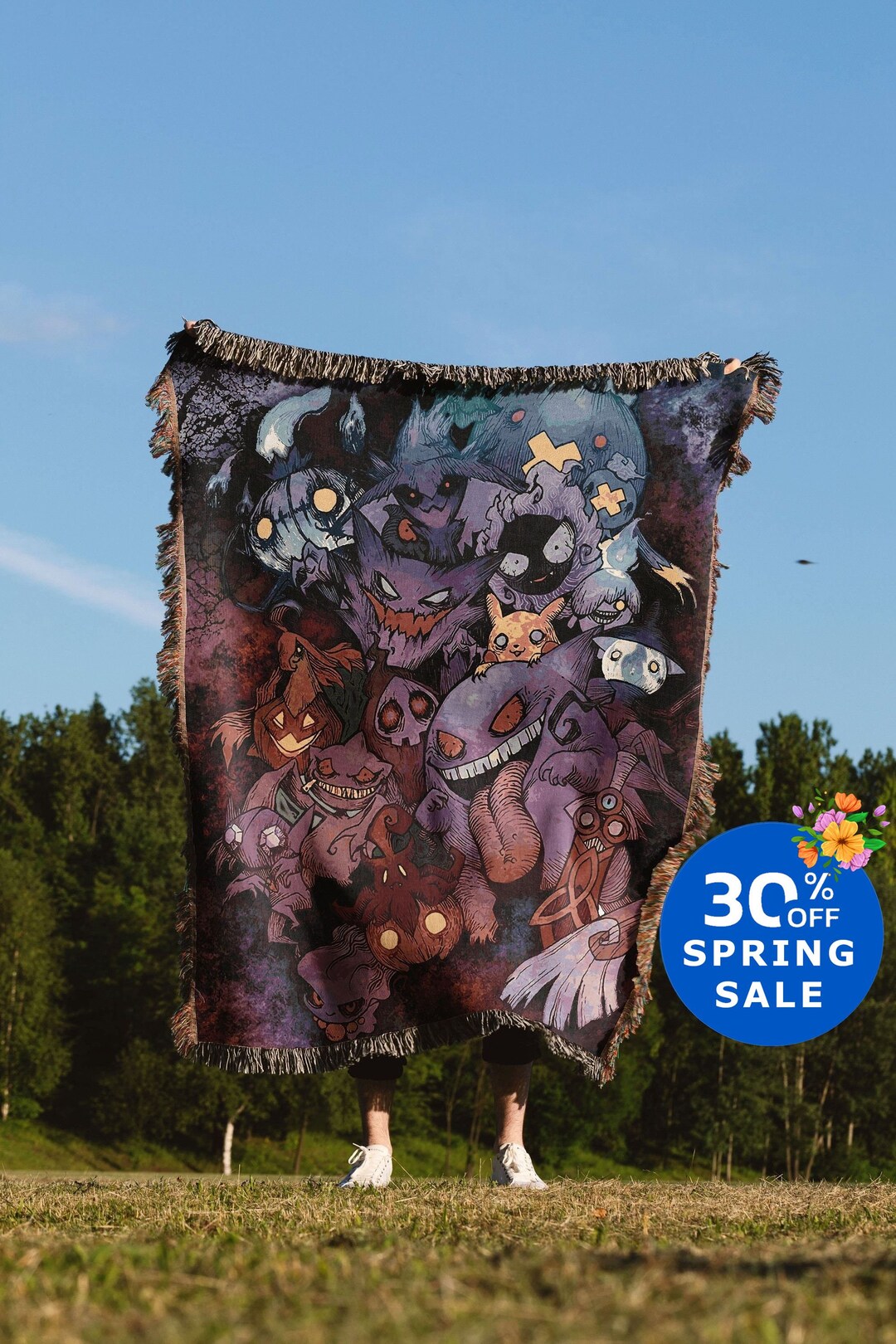 Anime Hand Woven Blanket Ghost Pokemon Tapestry Throw Gengar Poison - Etsy