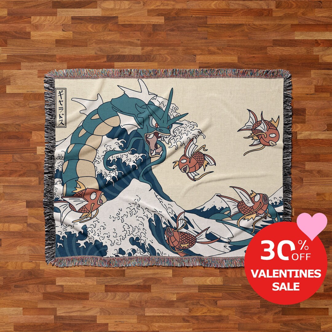 Gyarados Great Wave Woven Blanket Pokemon Tapestry Throw Anime Poison ...