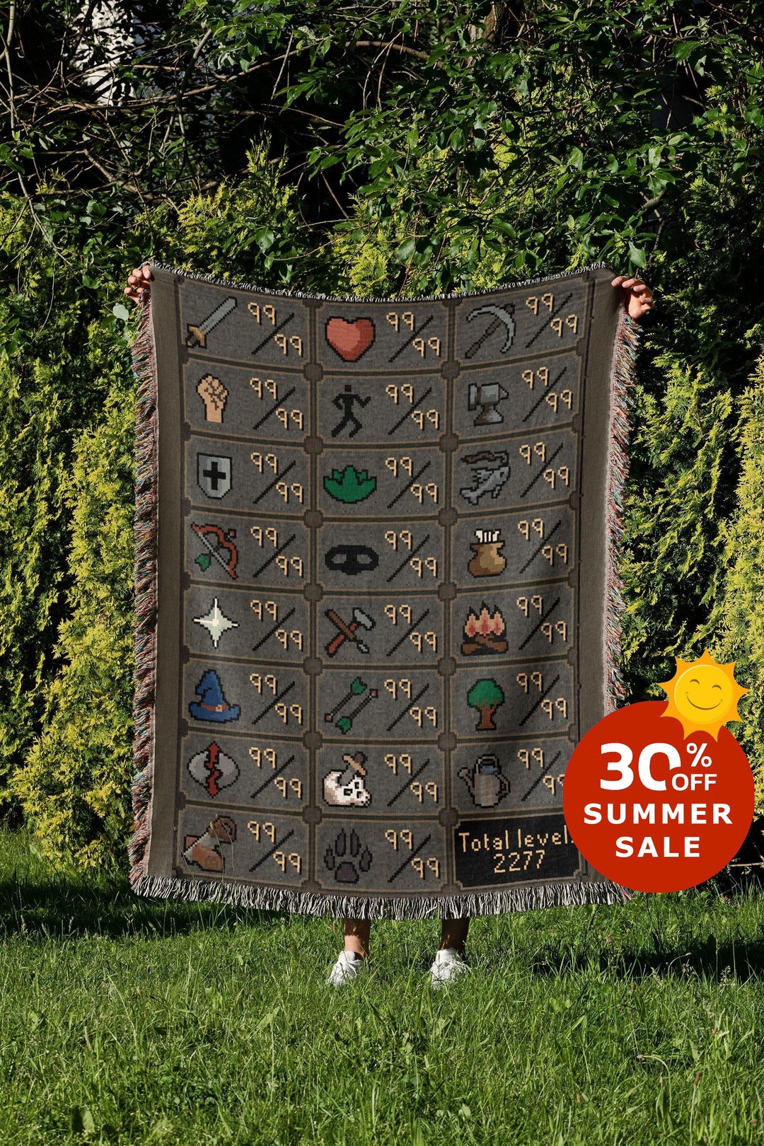 Runescape Hand Woven Blanket Max Stats 2277 Tapestry Throw Meme Poison ...