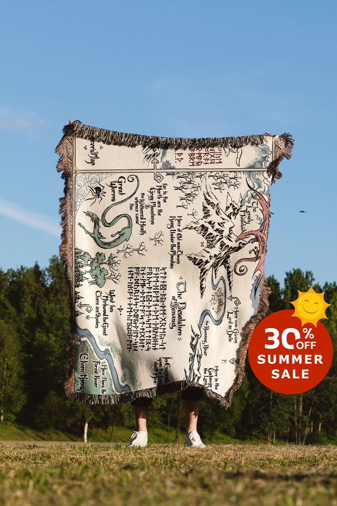 Lord of the Rings Thorin's Woven Blanket Bilbo Baggins Tapestry Throw ...