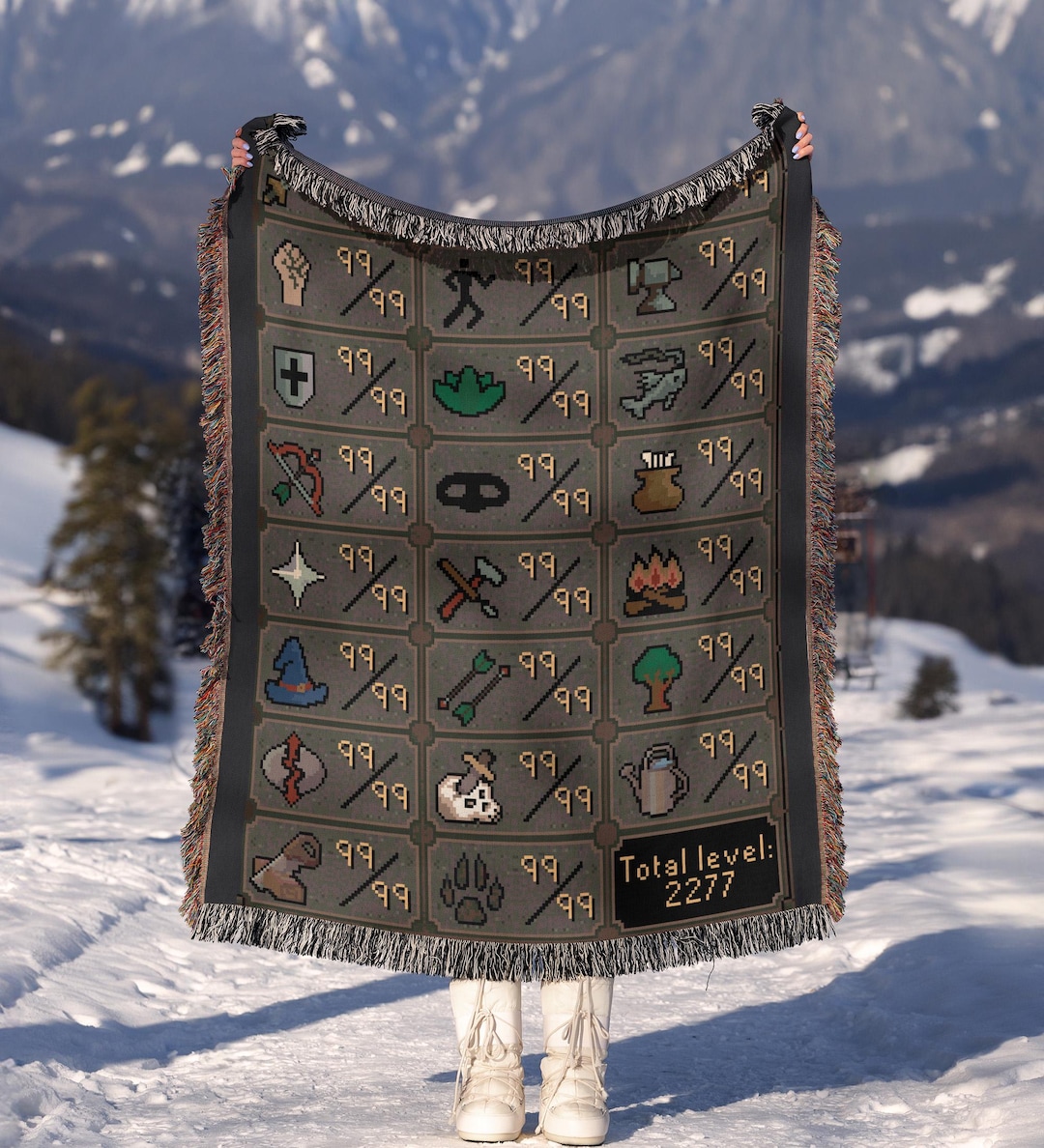 Runescape Hand Woven Blanket | Max Stats 2277 Tapestry Throw | Meme ...