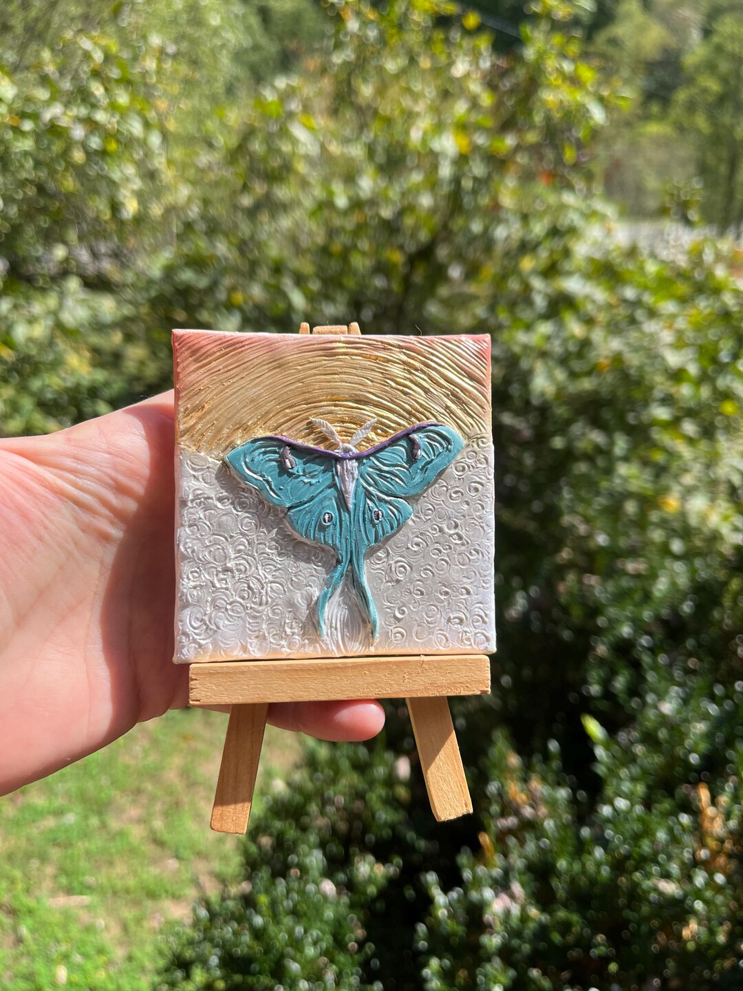 Luna Moth Clay Painting Polymer Clay Art Inspired Jewelry Handmade ...