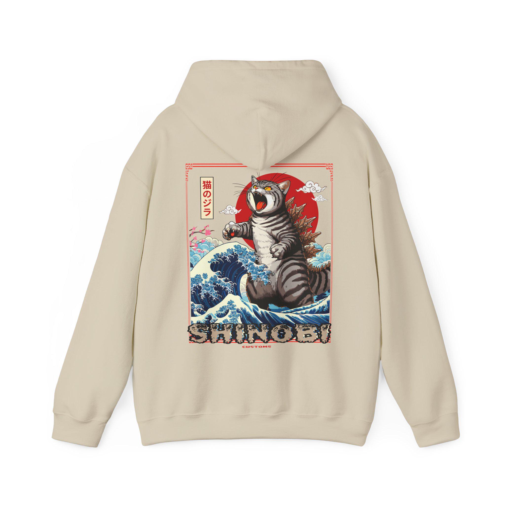 Cat Godzilla Hoodie, Cute Kitten King Monster Hooded Sweatshirt, Pet ...