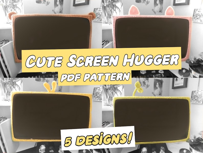Cute Screen Monitor Hugger - Crochet Pattern Desk Accessories Cute ...