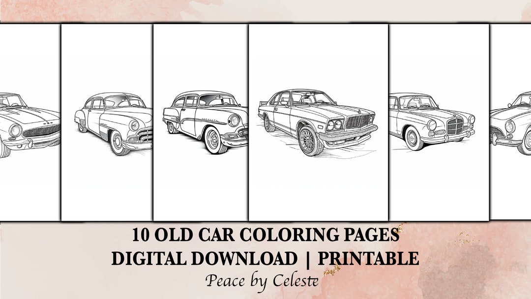 Old Cars Coloring Pages Coloring for Kids 10 Printable - Etsy
