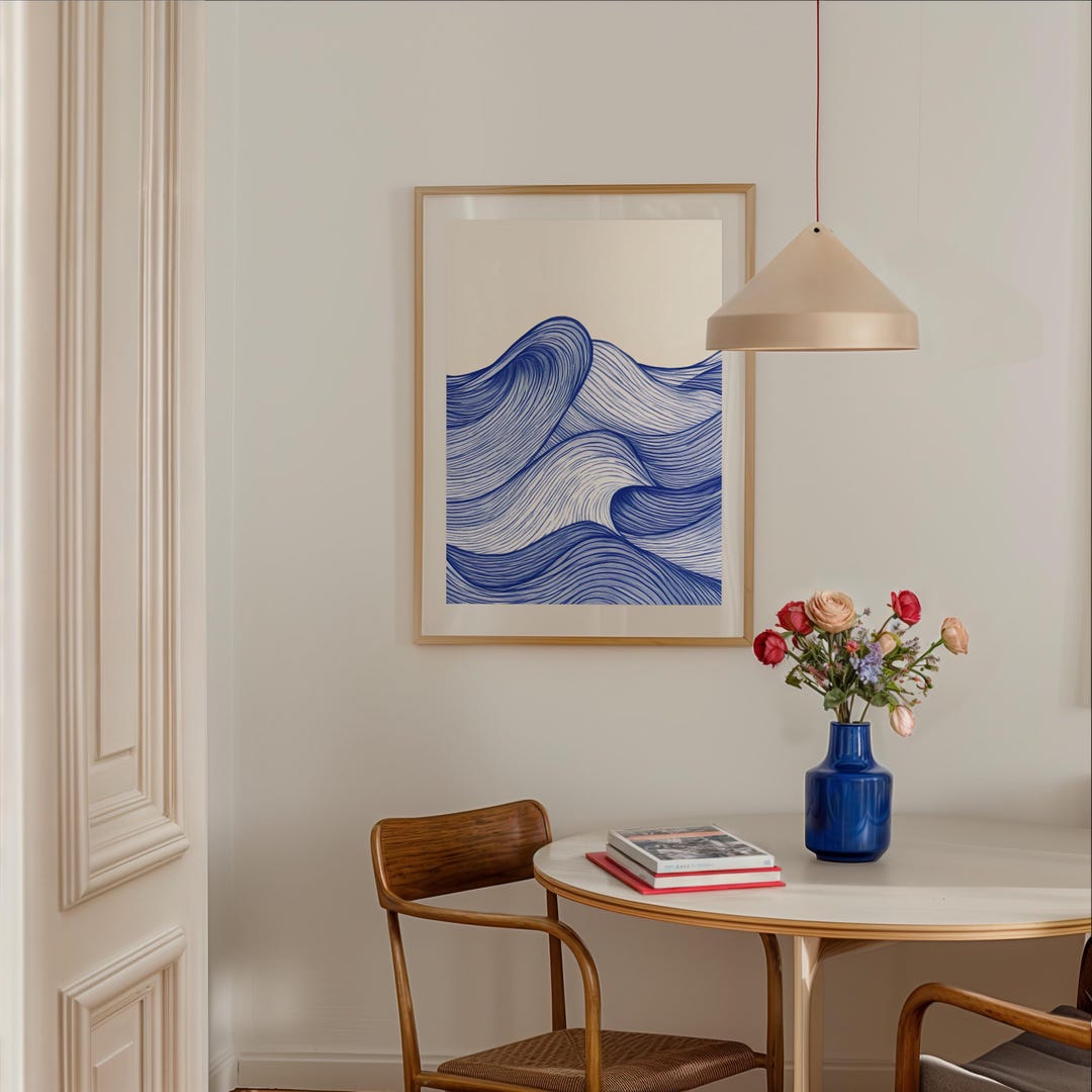 Abstract Ocean Wave Art Print, Coastal Wall Decor, Beach House Artwork ...