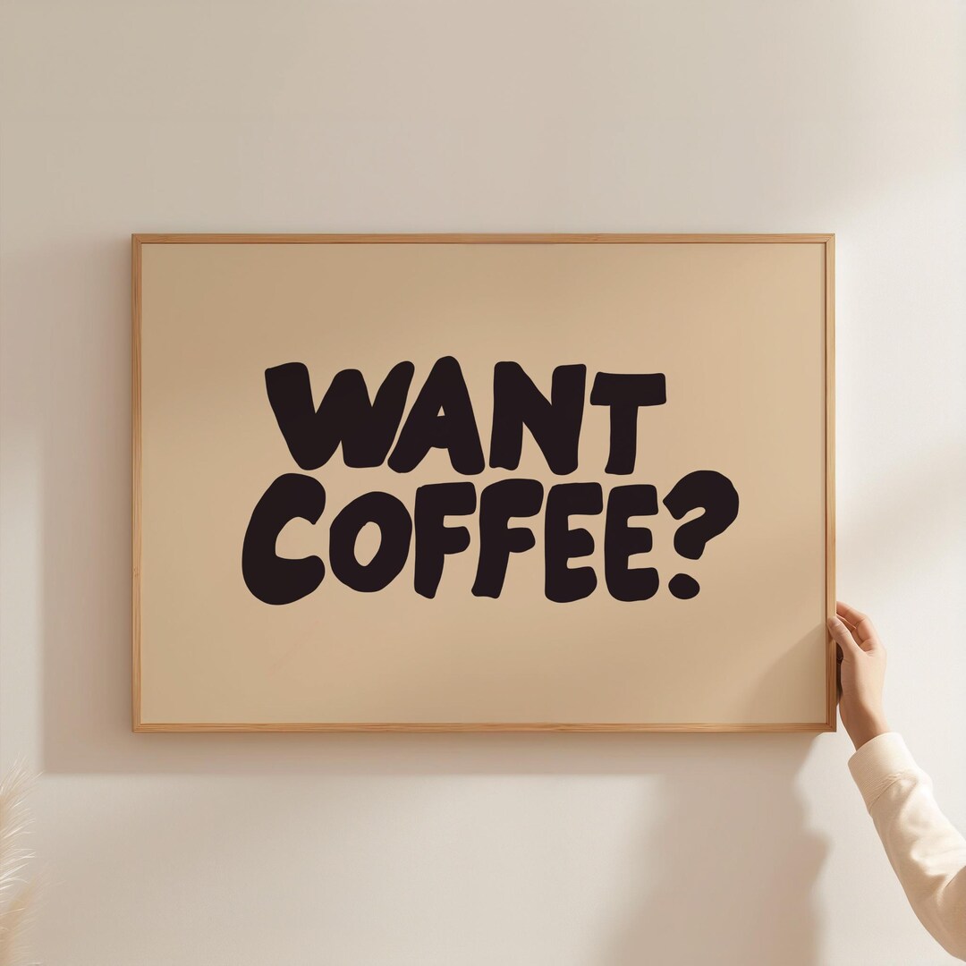 Horizontal Coffee Print, Modern Kitchen Wall Art, Minimalist Coffee ...