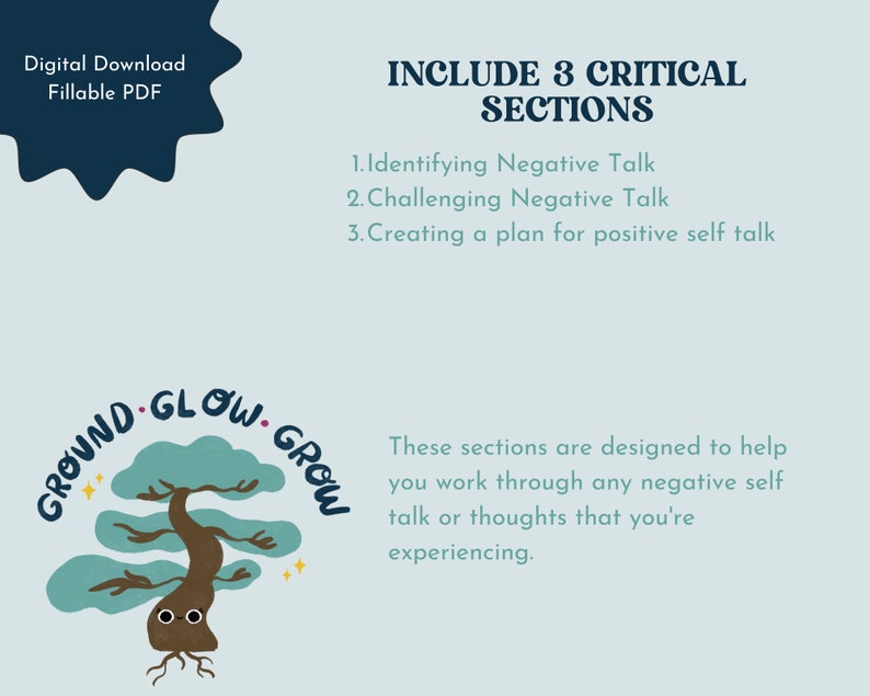 Identifying and Challenging Negative Self-talk Worksheet - Etsy