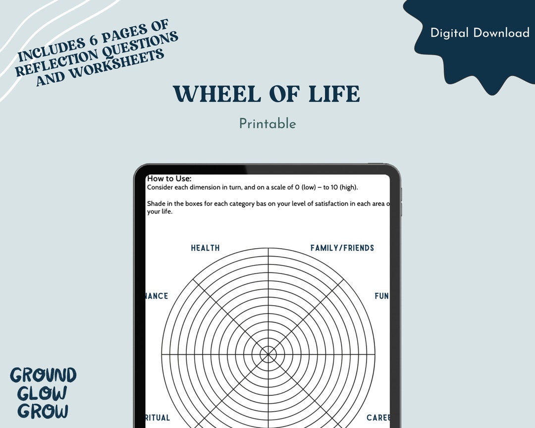 Wheel of Life Worksheet and Reflection Questions | Life Coaching | Life ...