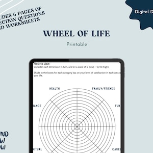 Wheel of Life Worksheet and Reflection Questions | Life Coaching | Life ...