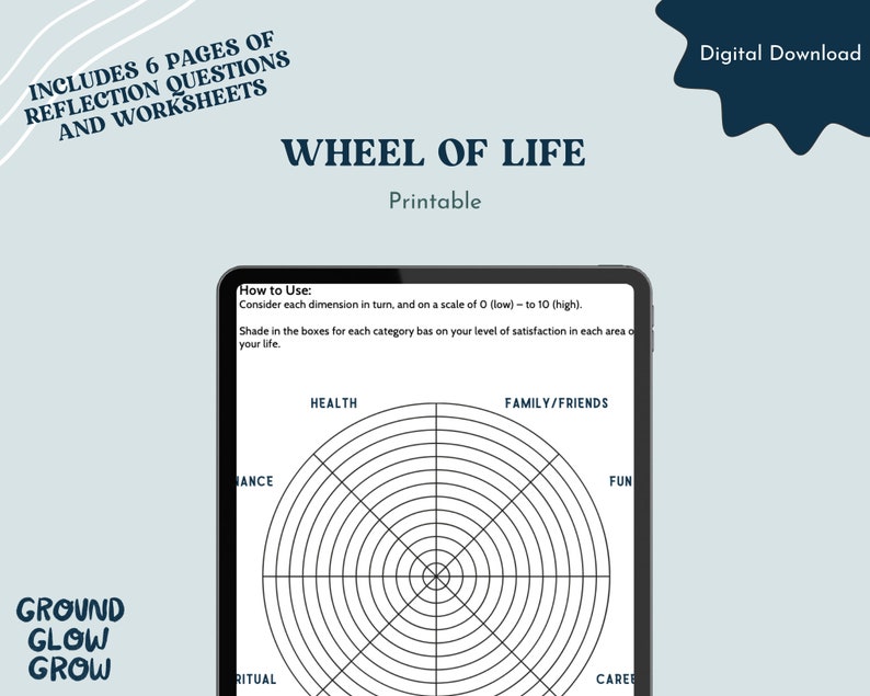 Wheel of Life Worksheet and Reflection Questions | Life Coaching | Life ...