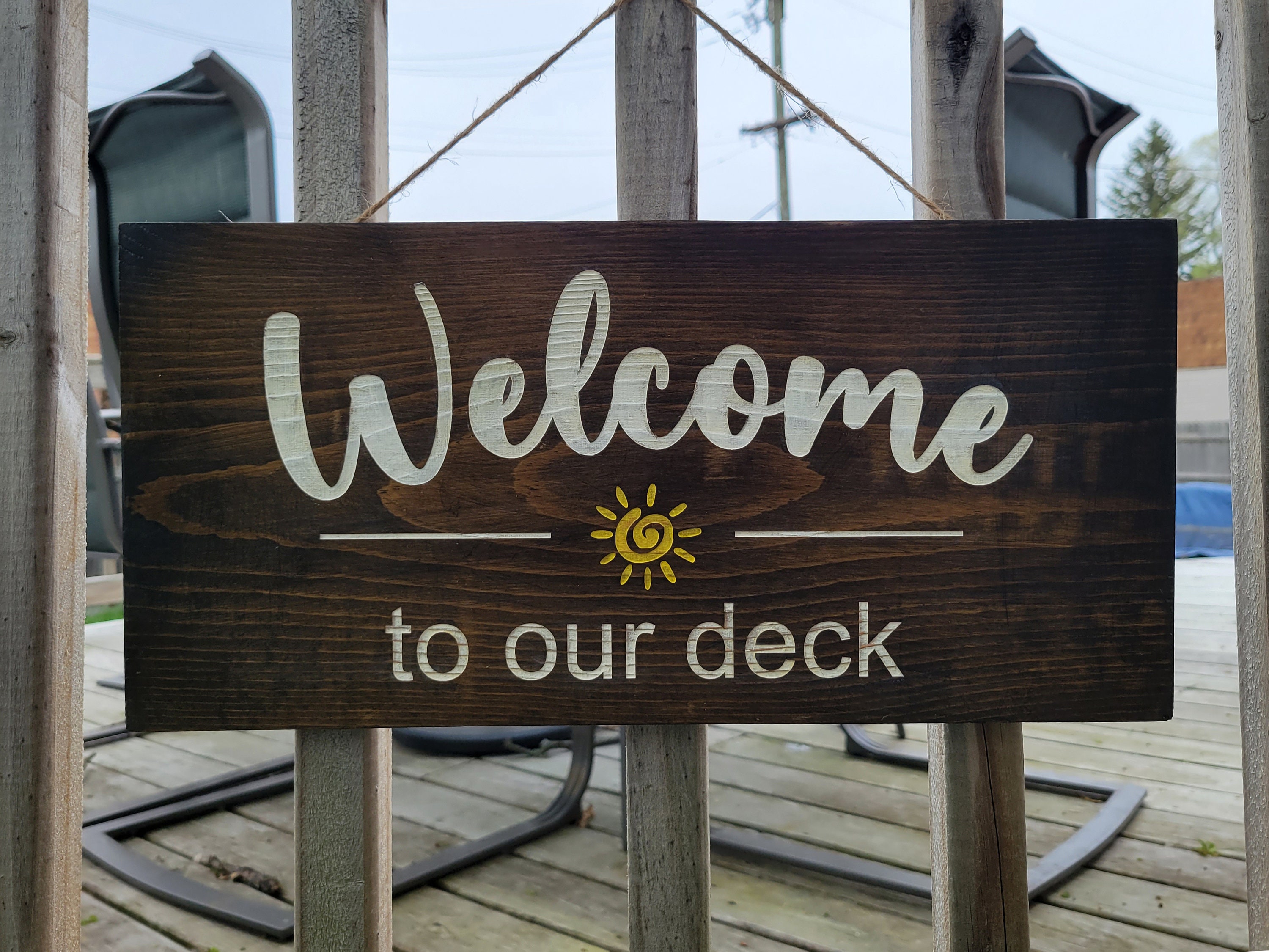 Welcome to Our Deck Wooden Deck Sign - Etsy