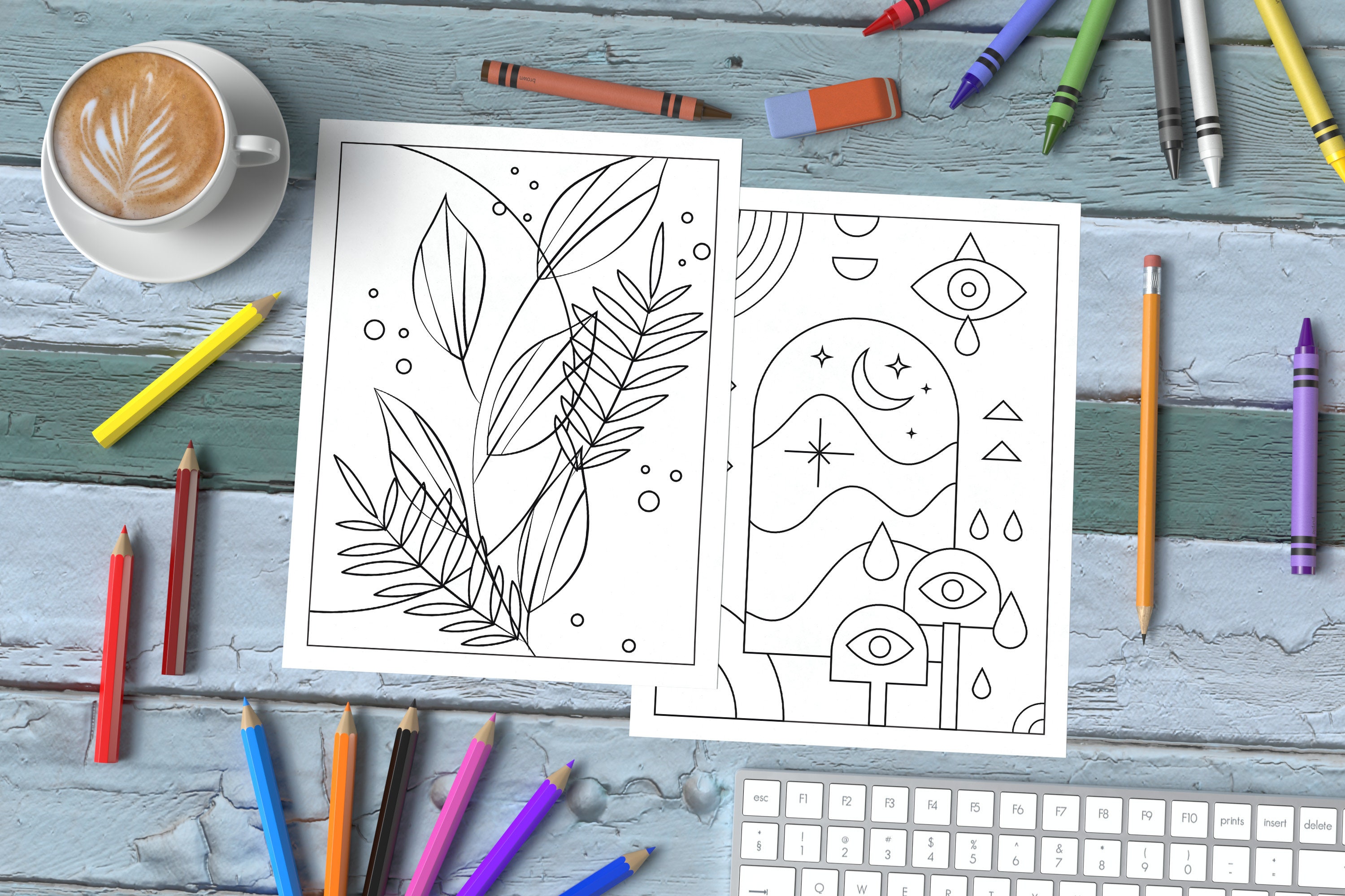 Modern Boho Coloring Page Pack | for Teens and Adults - Etsy