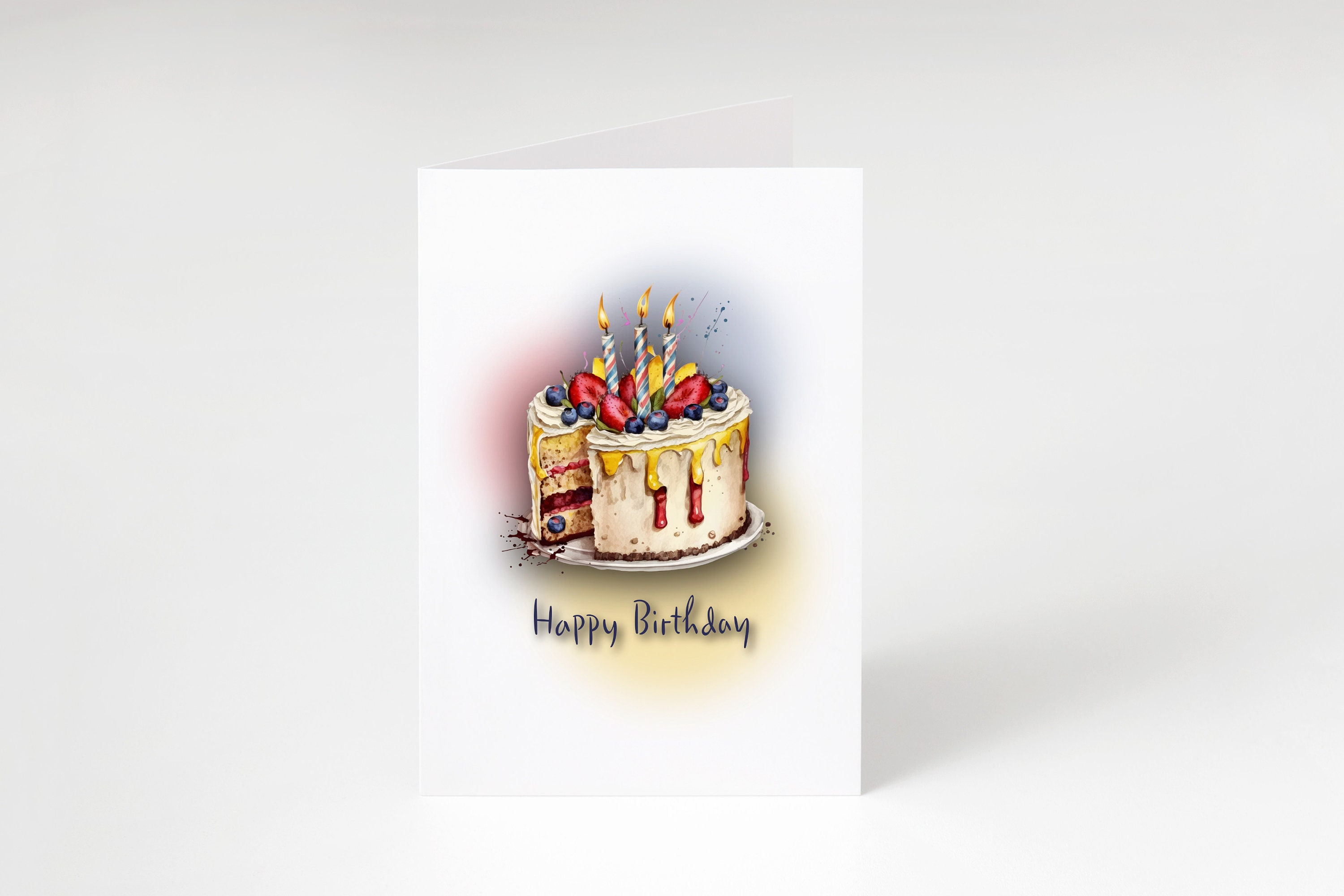 Happy Birthday Cake Greeting Card | Digital File - Etsy