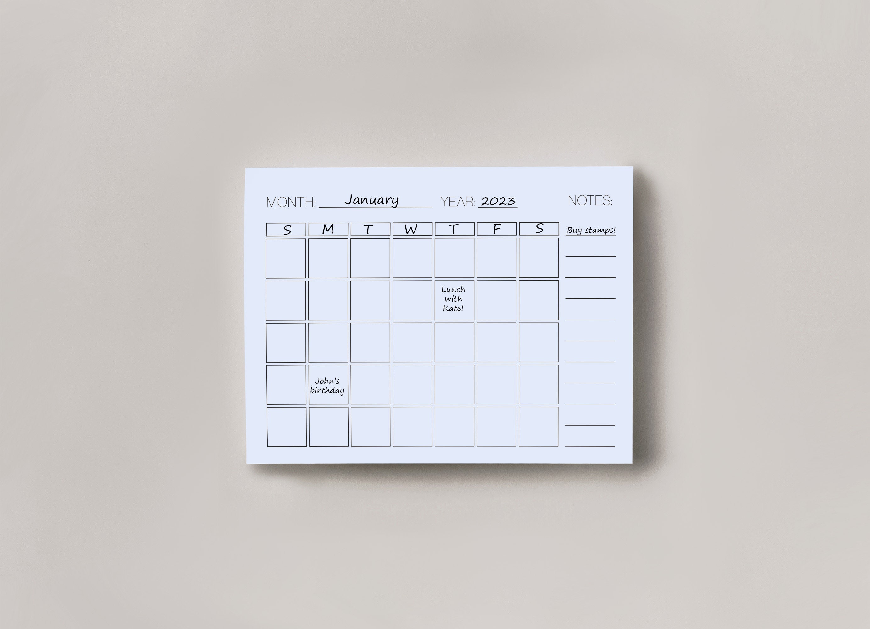 Blank Minimalist Monthly Calendar Pdf/printable - Etsy