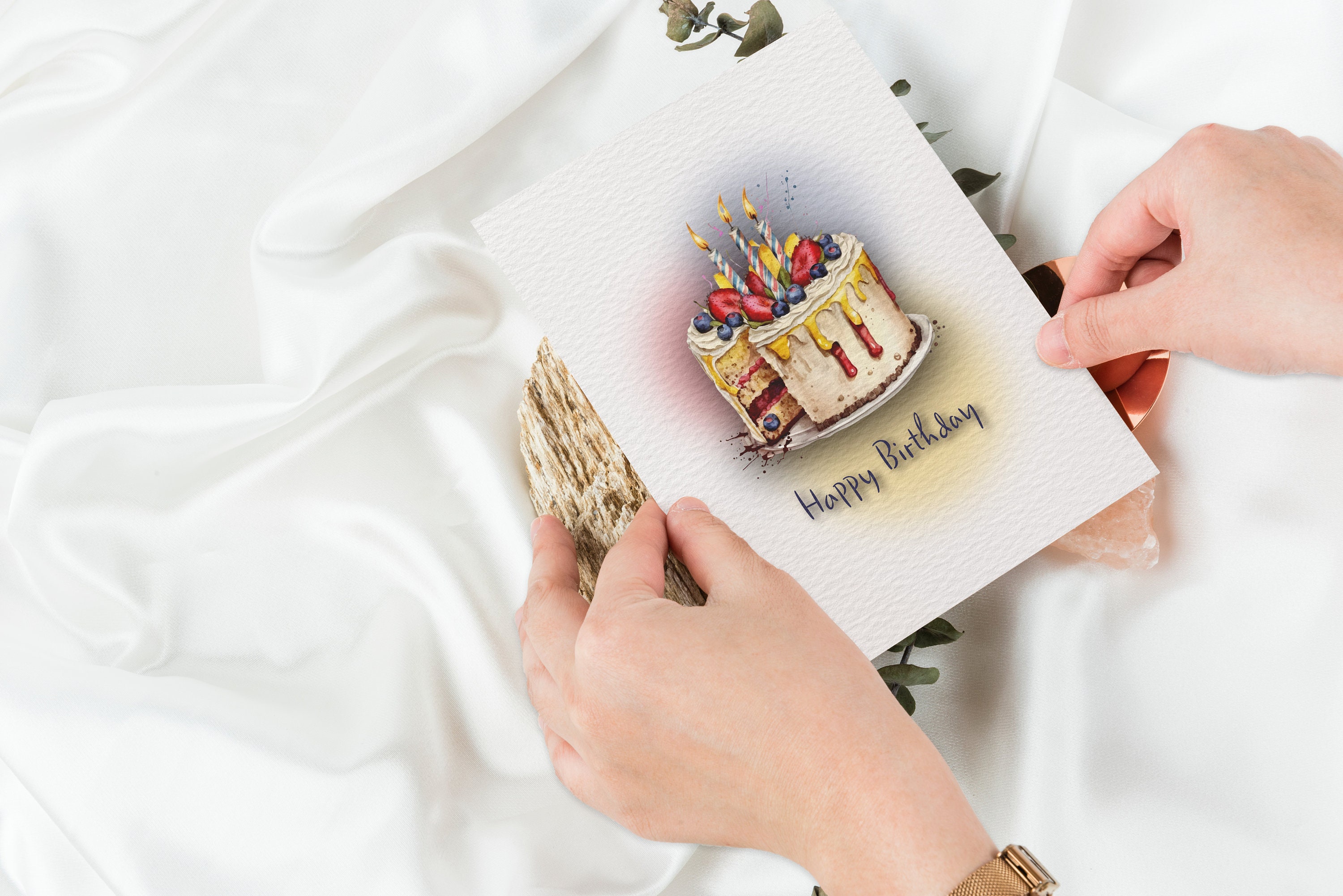 Happy Birthday Cake Greeting Card | Digital File - Etsy