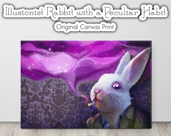 Illusionist Rabbit With a Peculiar Habit Original Metal Wall Art Print ...