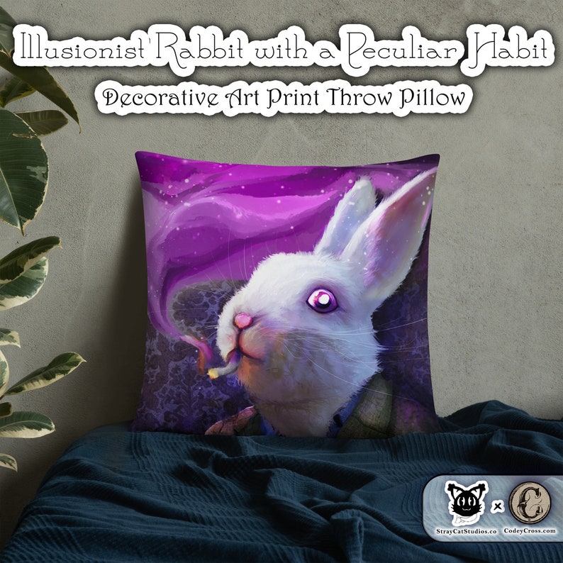 Illusionist Rabbit With a Peculiar Habit • Decorative Art Print Throw ...